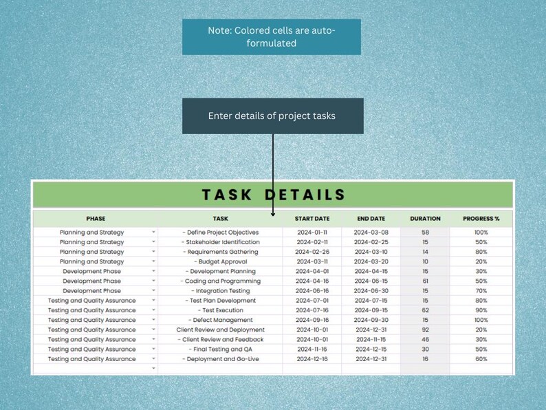 Project Management Dashboard Spreadsheet | Projects Progress Dashboard | Gantt Chart | Multiple ...