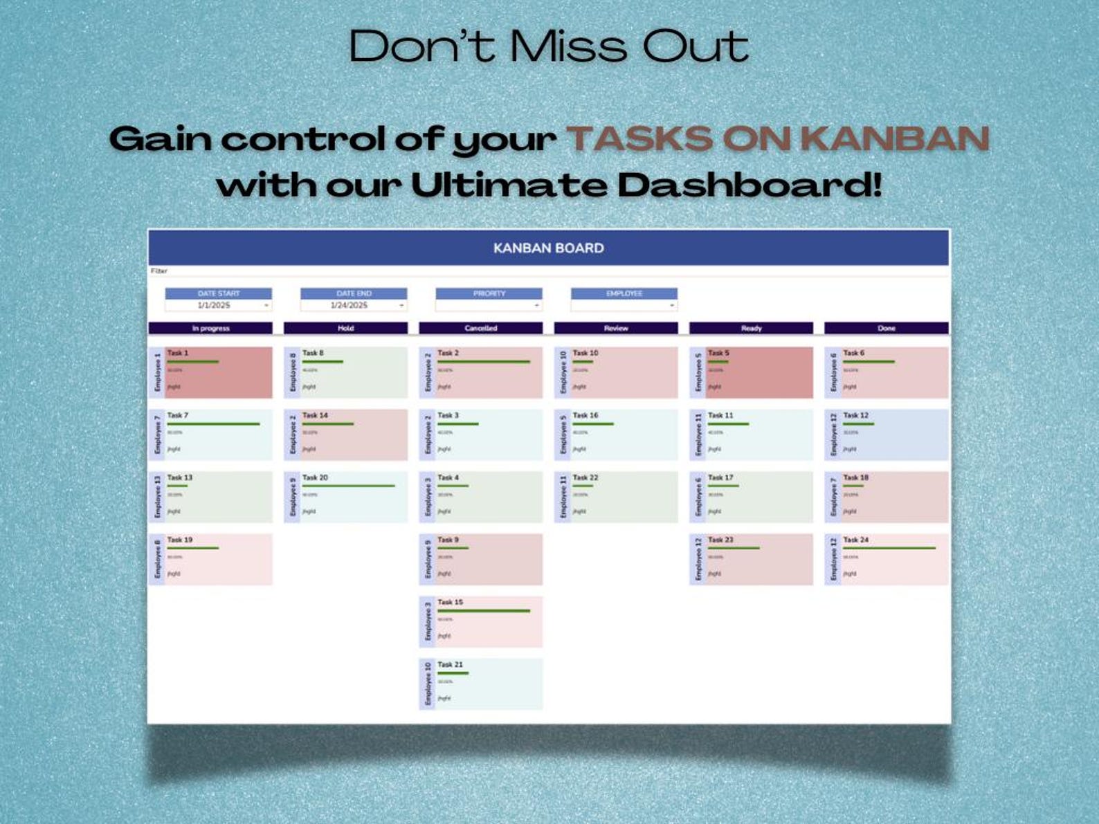 Kanban Board Spreadsheet Task Priority Tracker Employee to Do List ...