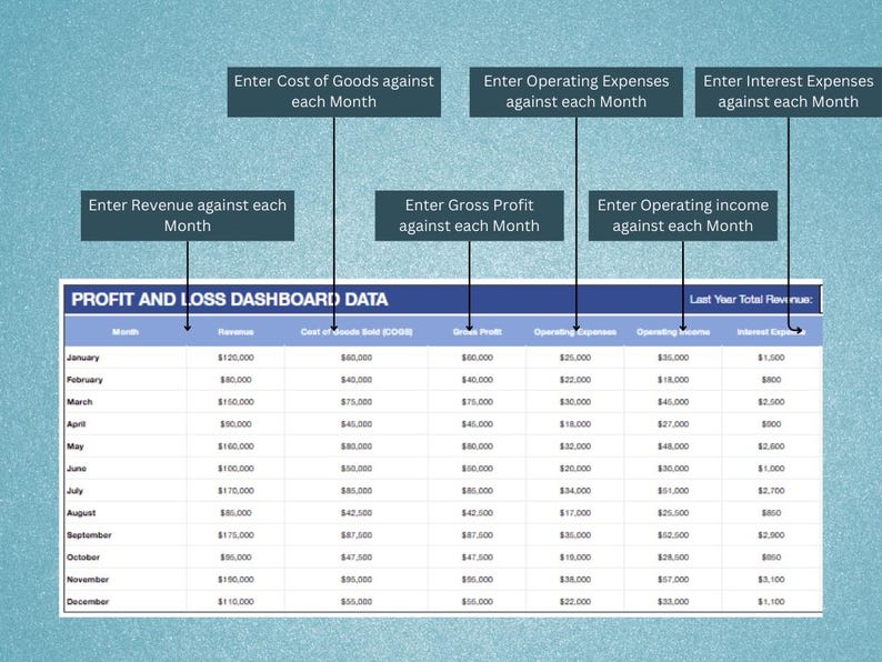 Profit and Loss Dashboard Google Sheets: P and L Statement, Profit ...