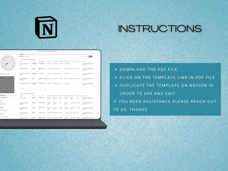 Project Management Notion Template, Project Planner Notion Templates ...
