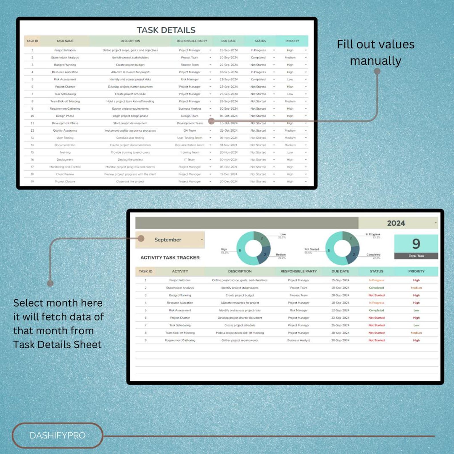 Activity Task Tracker : Google Sheets | Excel Template - Etsy