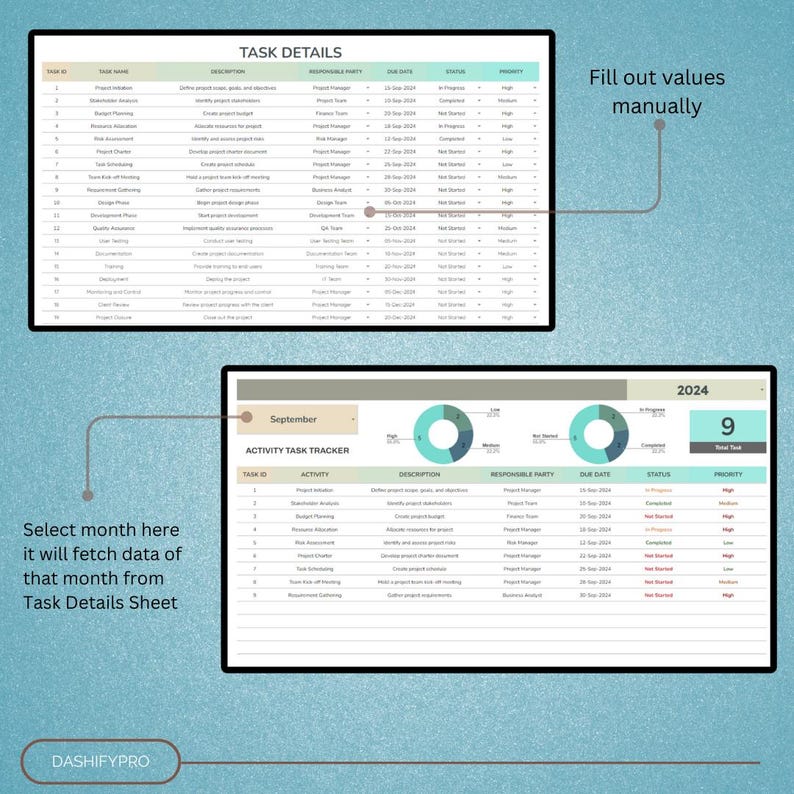 Activity Task Tracker : Google Sheets | Excel Template - Etsy