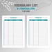 Vocabulary Learning Note, Language Learning Study Note Digital Template ...