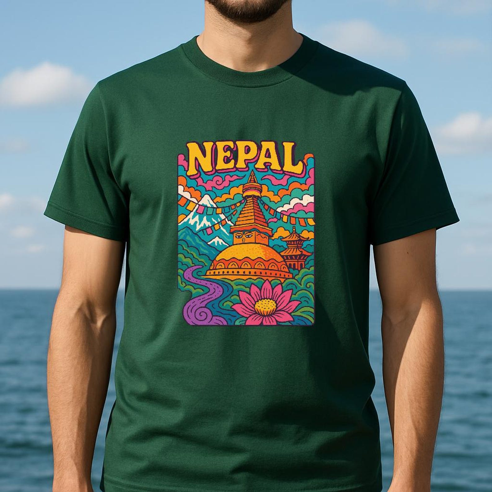 Nepal Mountain Graphic Unisex Tee, Kathmandu Travel Shirt Souvenir Gift ...