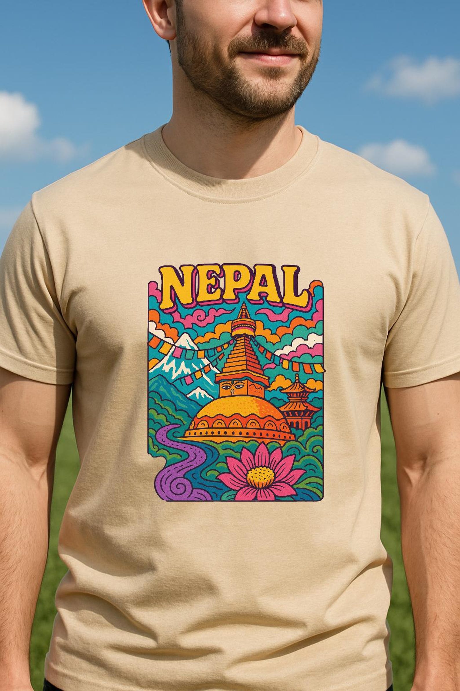 Nepal Mountain Graphic Unisex Tee, Kathmandu Travel Shirt Souvenir Gift ...