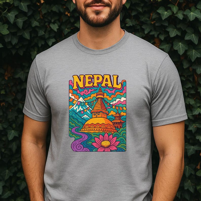 Nepal Mountain Graphic Unisex Tee, Kathmandu Travel Shirt Souvenir Gift ...