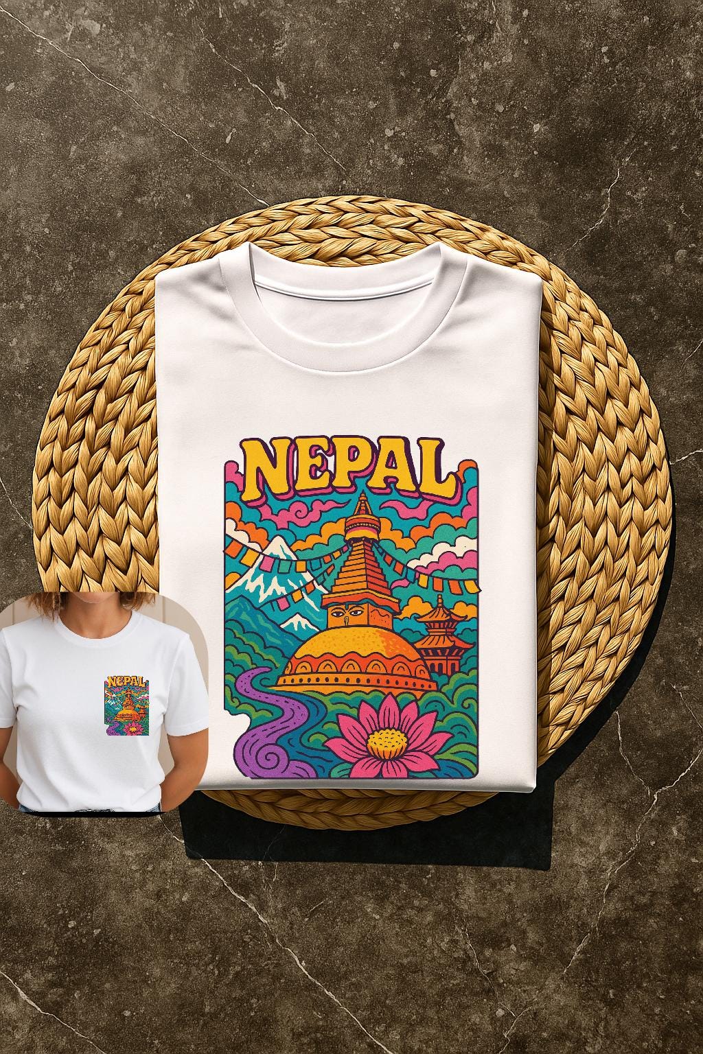Nepal Mountain Graphic Unisex Tee, Kathmandu Travel Shirt Souvenir Gift ...