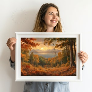Printable Vintage Fall Landscape Oil Painting, Vintage Landscape Art ...