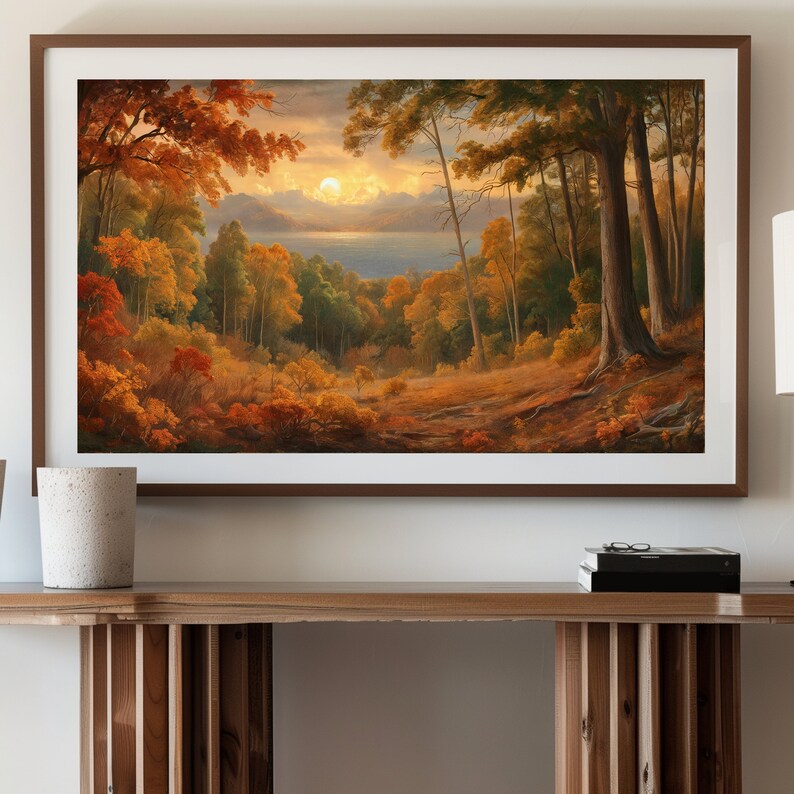 Printable Vintage Fall Landscape Oil Painting, Vintage Landscape Art ...