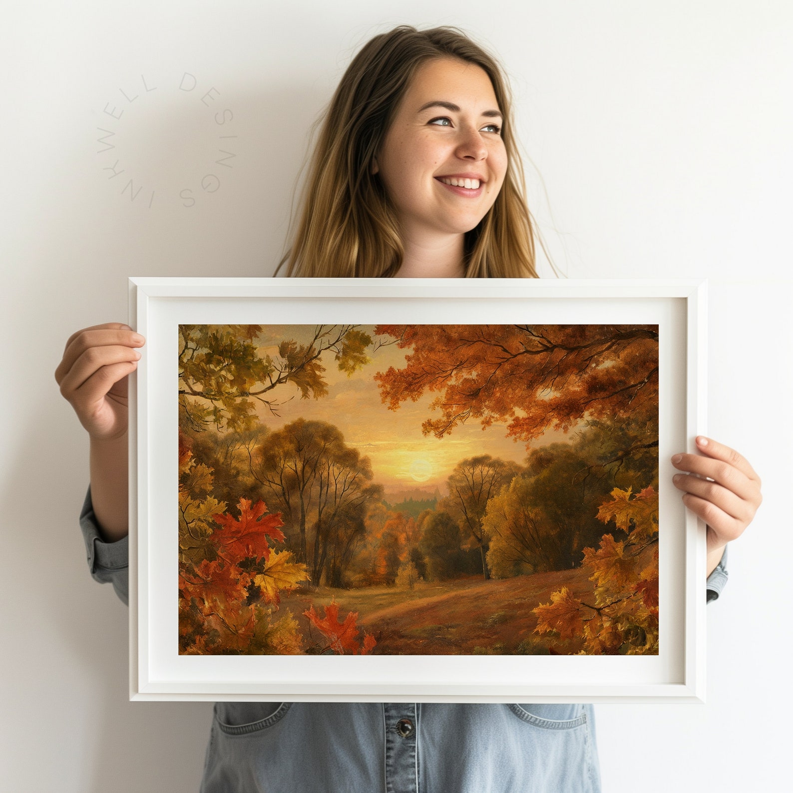 Printable Vintage Autumn Landscape Oil Painting, Vintage Landscape Art ...