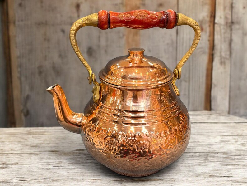 Handcrafted Traditional Ottoman Copper Tea Teapot for Brewing, Hand ...