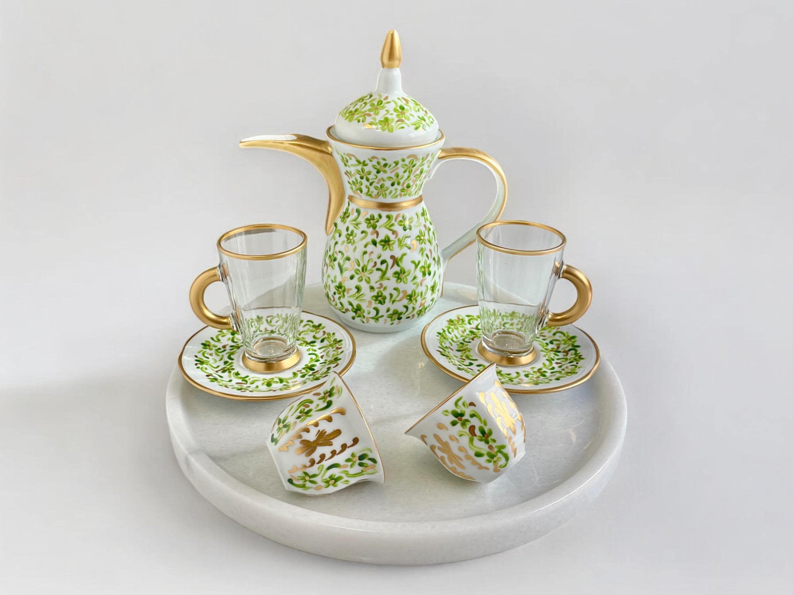 Elegant Hand-painted Porcelain 6-PC of Arabic Bitter Coffee or Espresso ...