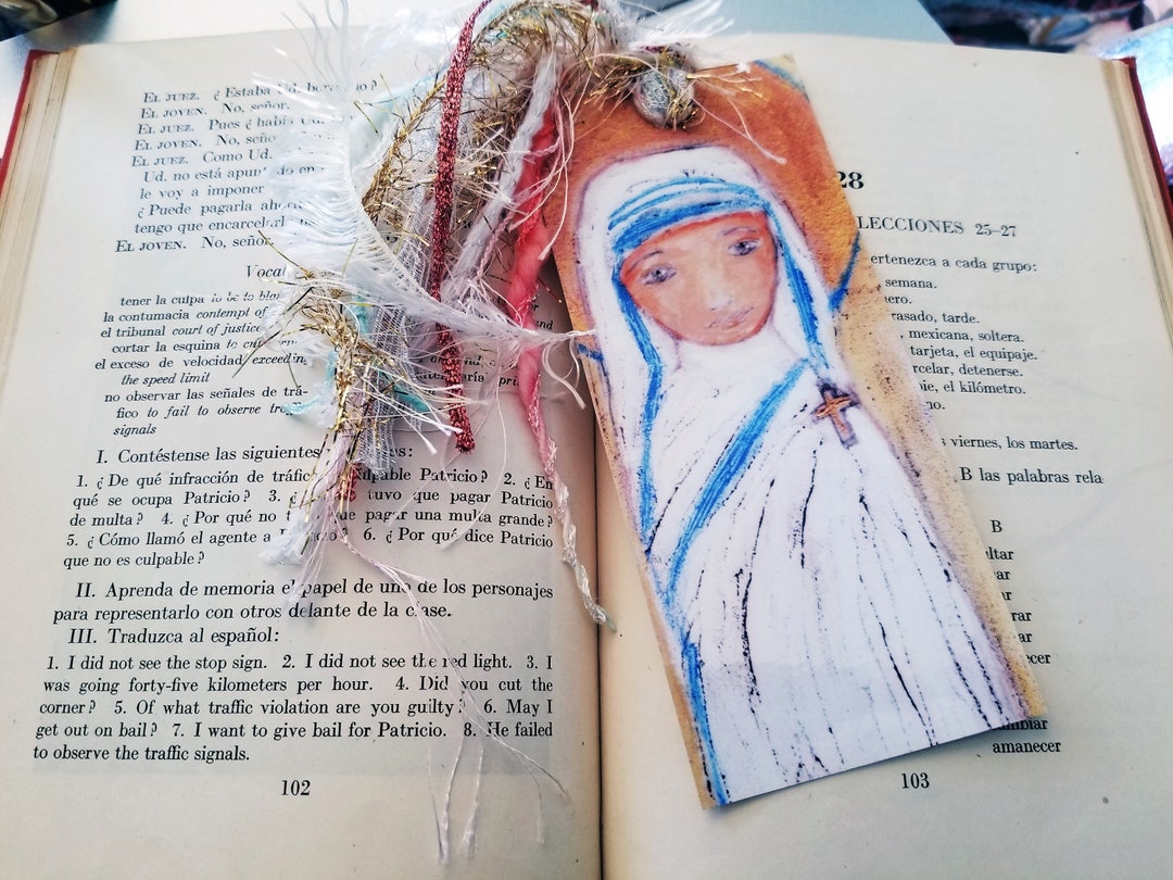 Mother Teresa Laminated Bookmark Handmade Original Art by FLOR LARIOS ...