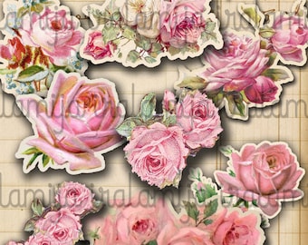 CUT OUT Roses Printable Digital Images / Printable Roses / Scrapbook ...