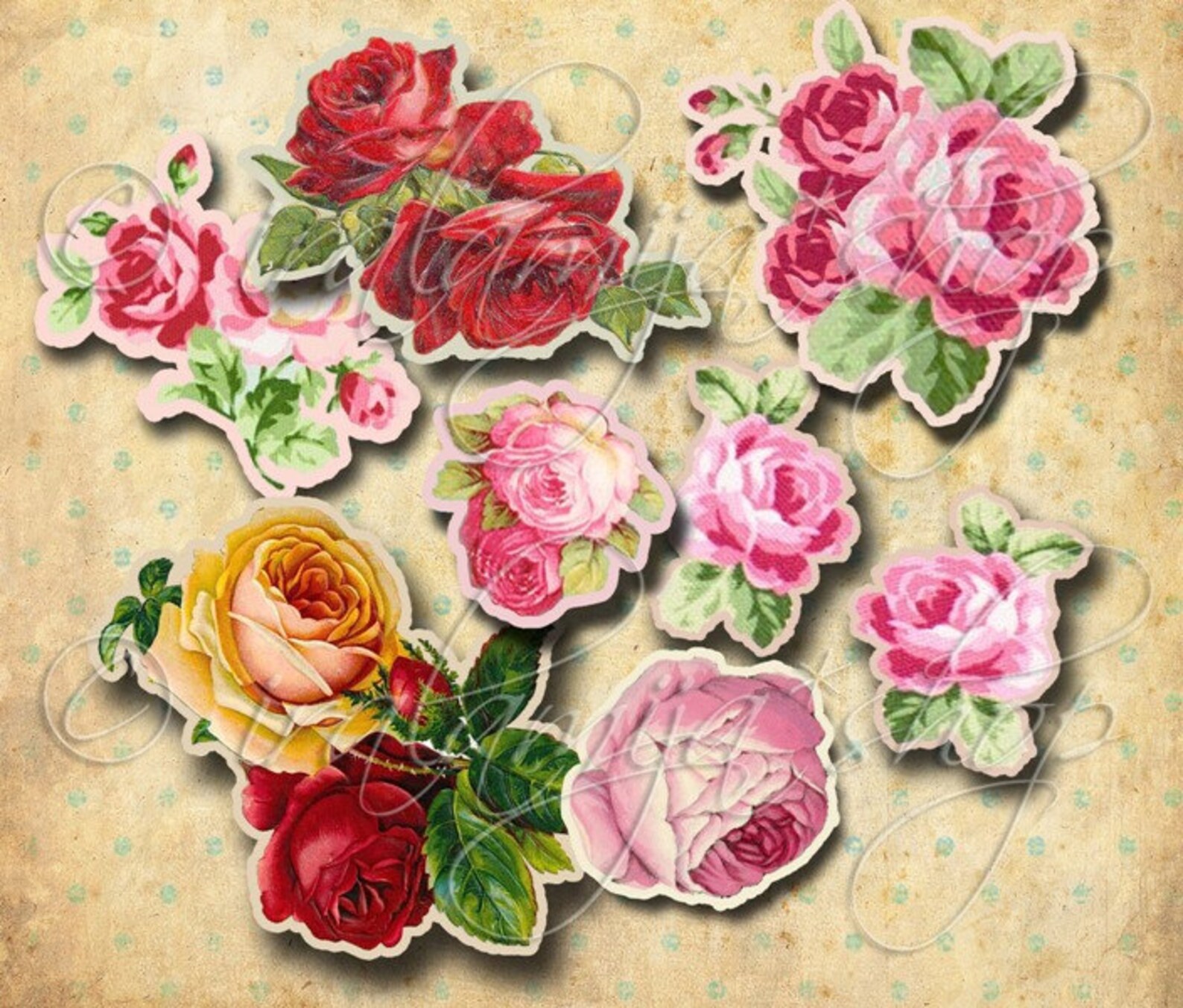 CUT OUT Roses No. 2 Printable Download / Printable / Scrapbook ...