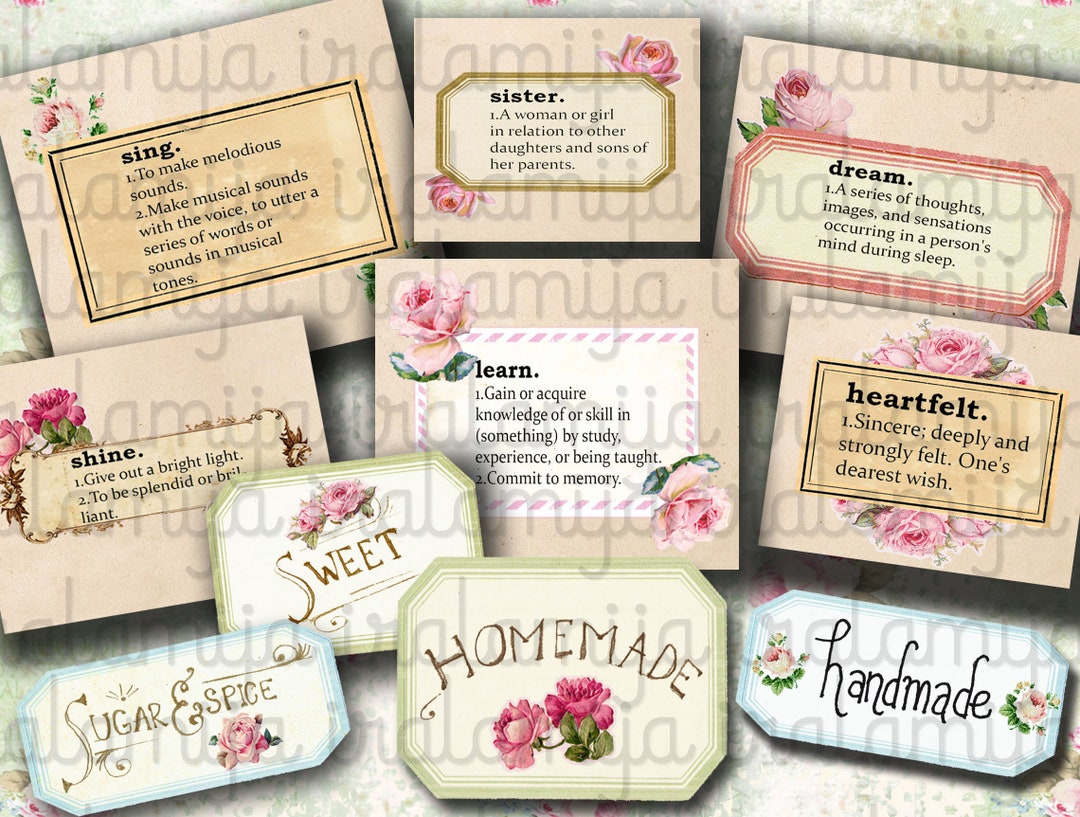 Printable Labels / Label Mix No. 2 / Digital Images / Printable ...