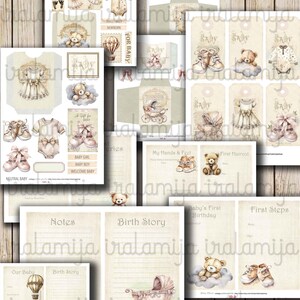 Junk Journal NEUTRAL BABY Digital Images Newborn Neutral Colors Papers ...