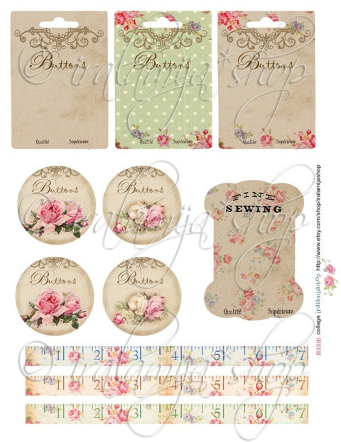 BUTTONS Collage Digital Images printable Download File | Etsy