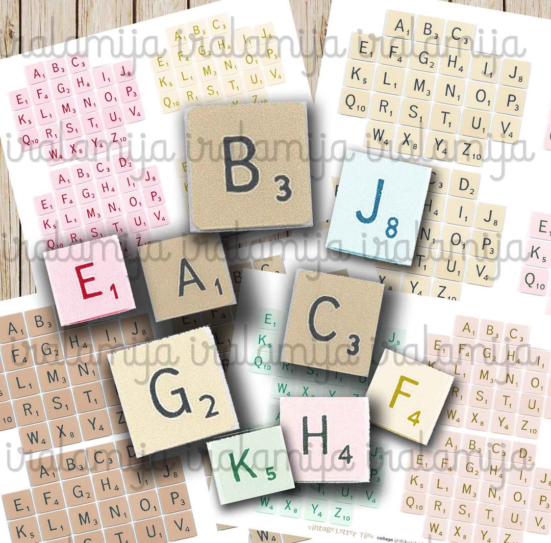 Scrabble Letters Digital Download Alphabet Fussy Cut, Junk Journal Kit ...