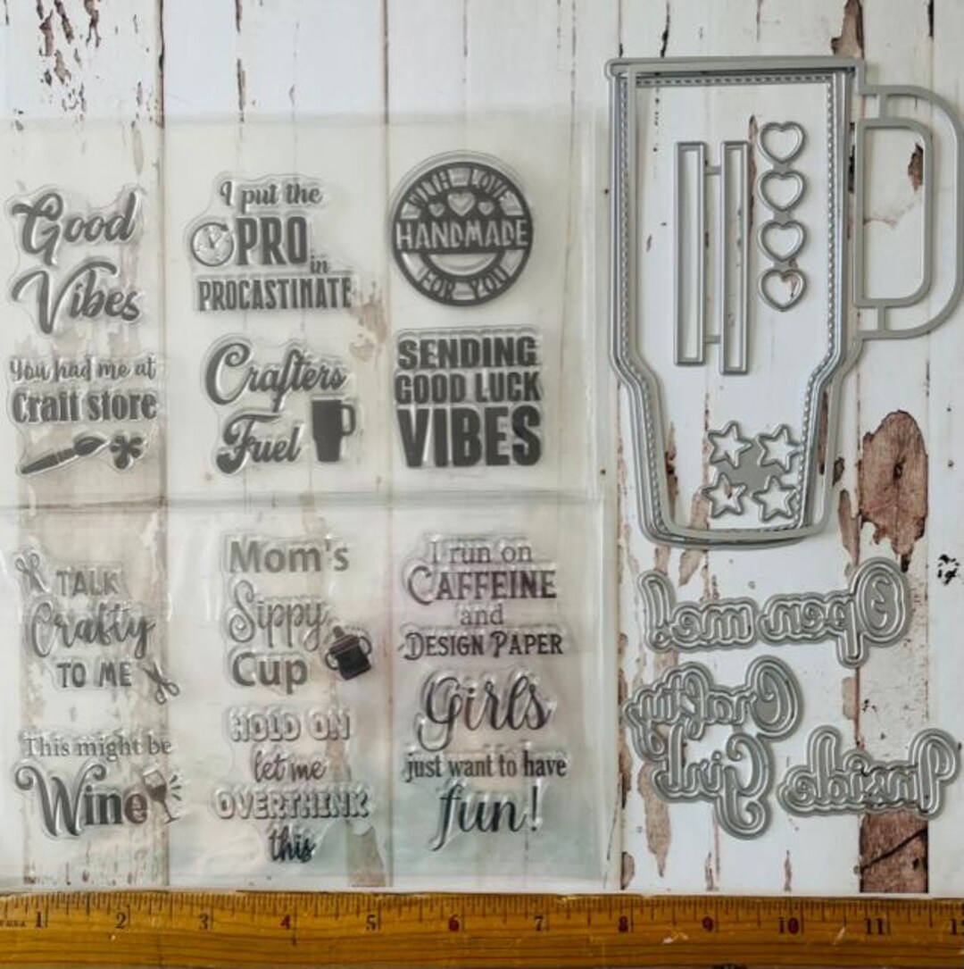 TUMBLER Die Cut and Stamp Set , Die Cut , Die Cuts, Die Cut Metal, Die ...