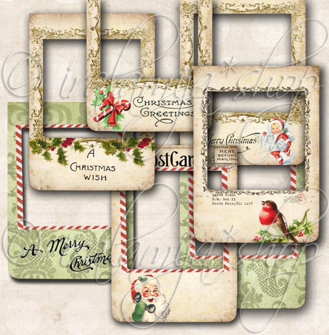 CHRISTMAS PHOTO FRAMES / Printable Christmas Frames / - Etsy