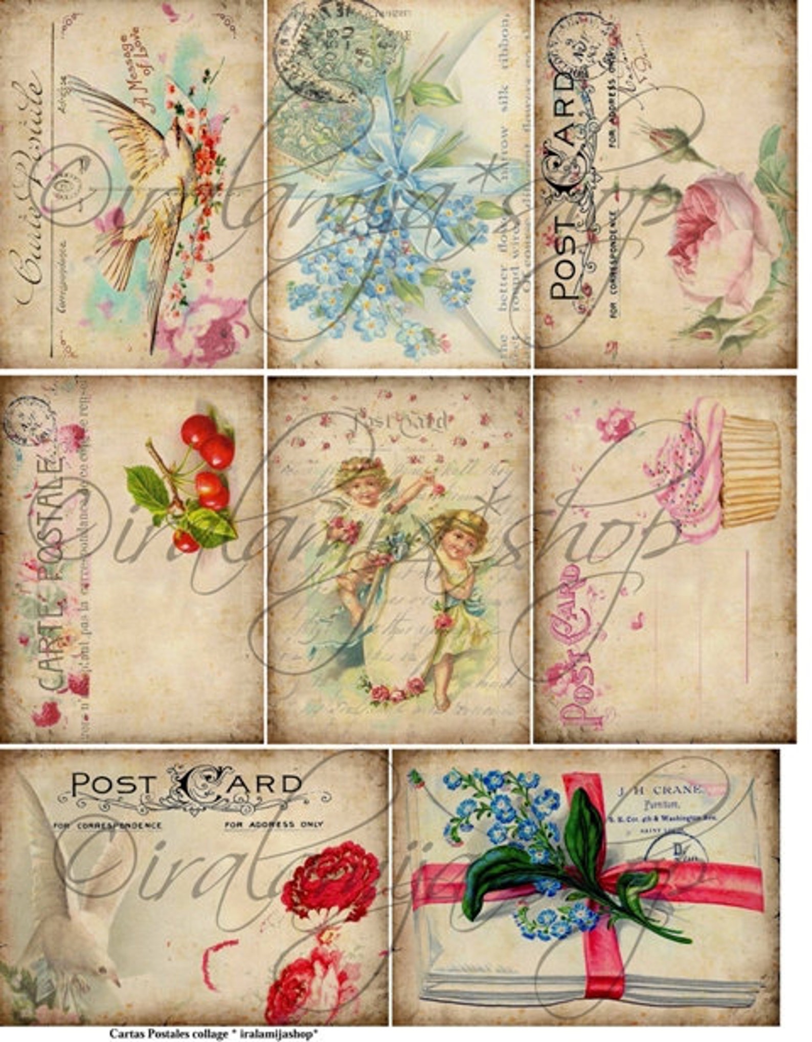 CARTAS POSTALES Collage Digital Images -printable Download File- - Etsy UK