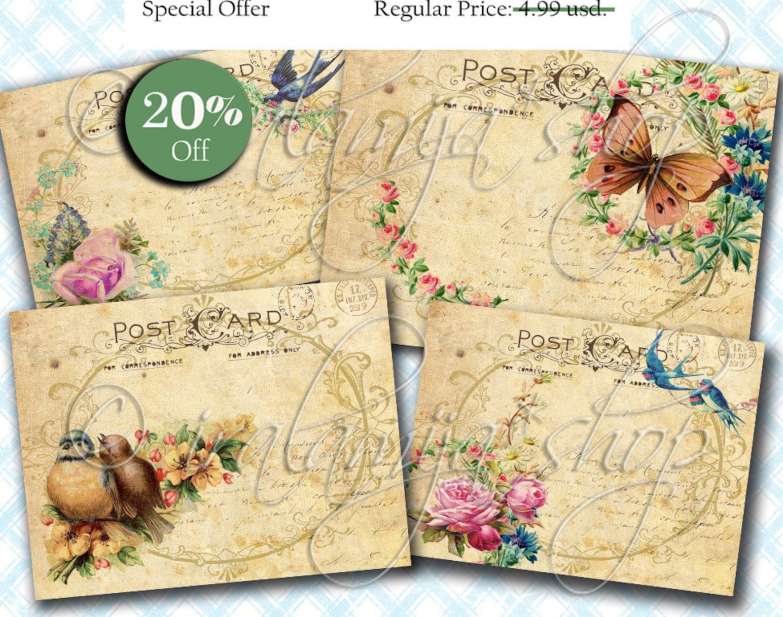 BIG VINTAGE Postcards Printable Digital Images Printable | Etsy