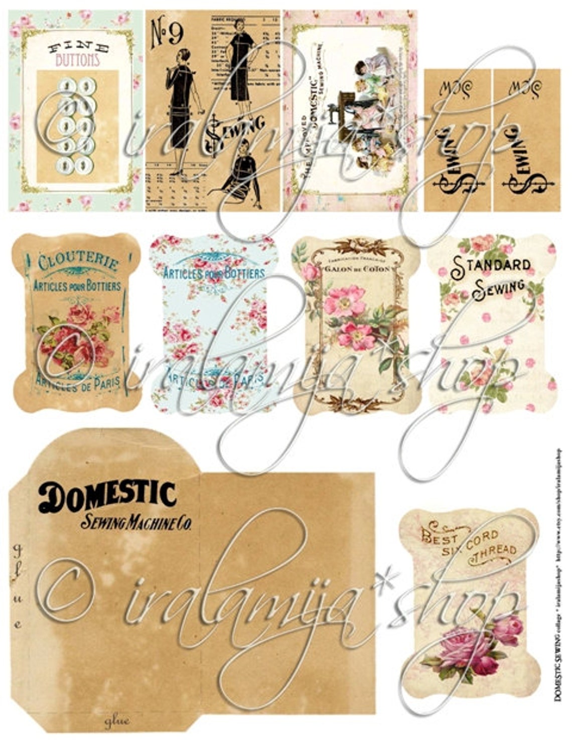 Printable SEWING Images / Printable Sewing Collage / Digital | Etsy