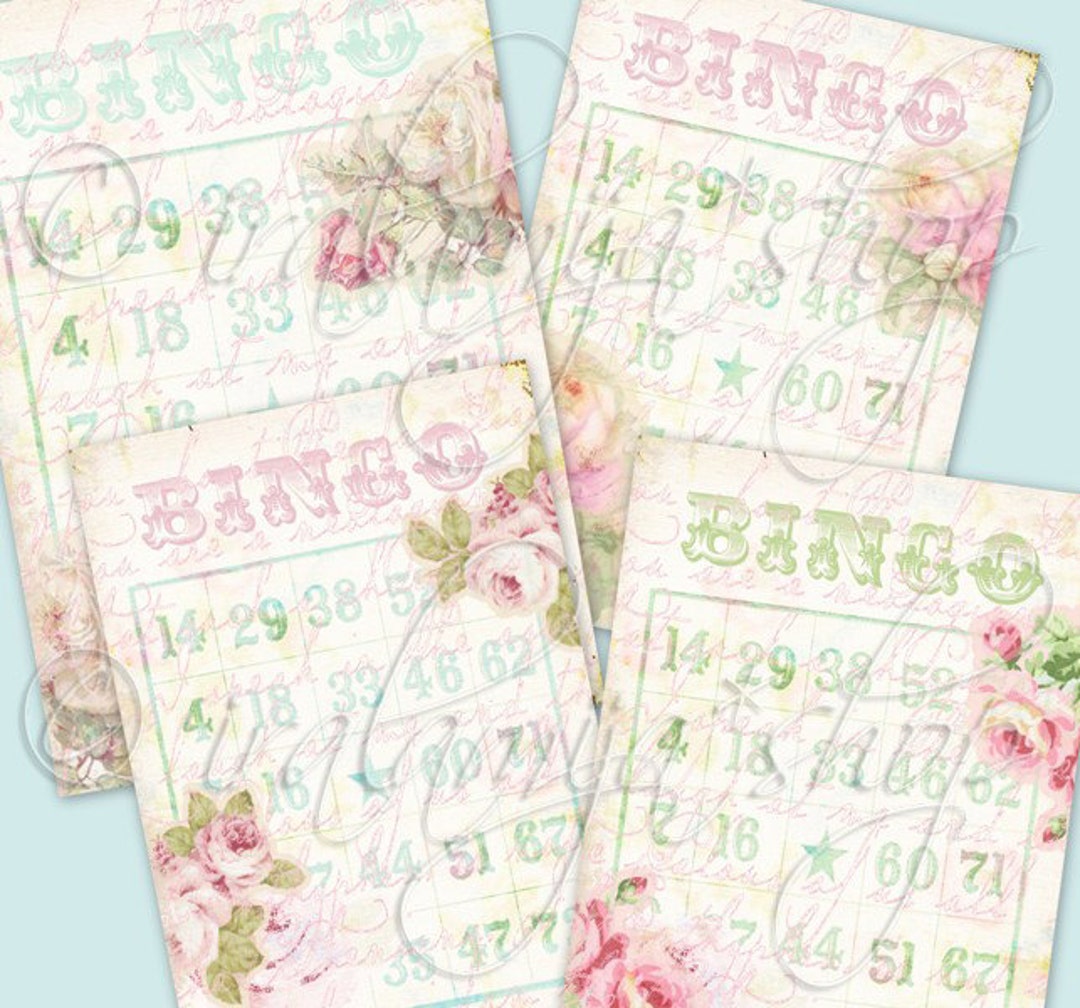 BINGO CARDS Shabby Style / BINGO Cards / Collage Digital Images ...