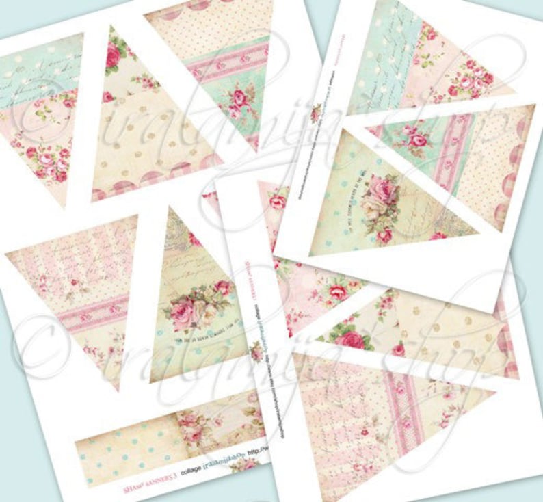 Printable Banners / SHABBY BANNERS Collage Banners Digital Images ...