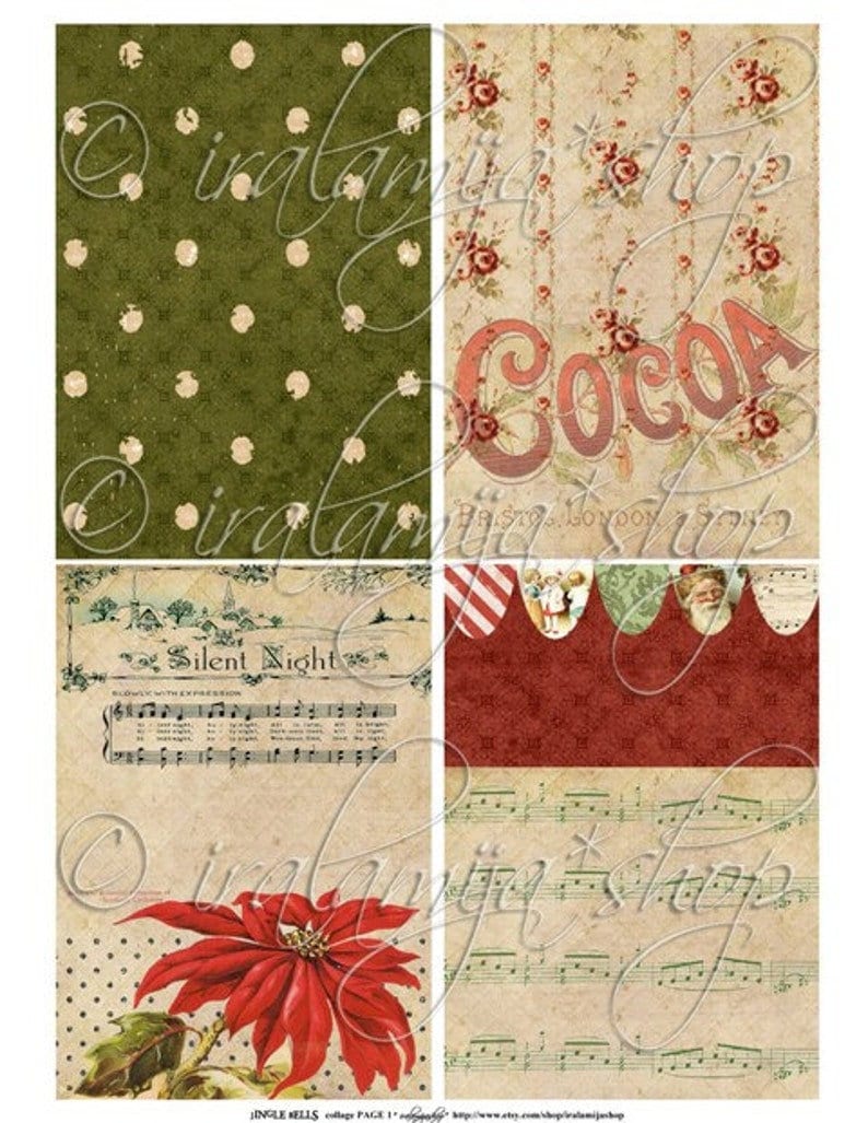 CANDY CANE PAPER Backgrounds Bundle -collage Digital Images -printable ...