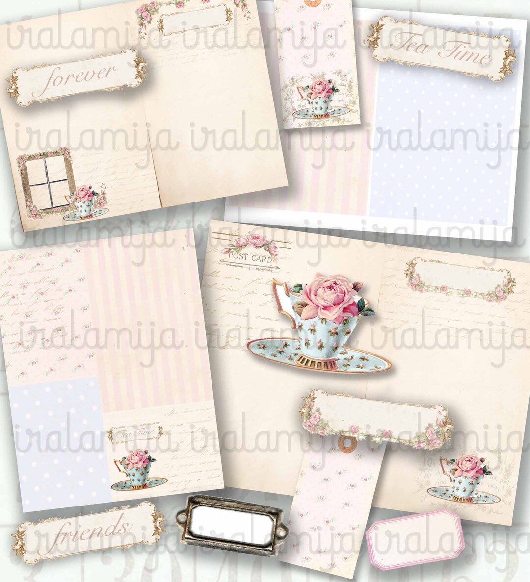 Tea Time No.2 Printable Download - Printable Paper -shabby Digital Kit ...