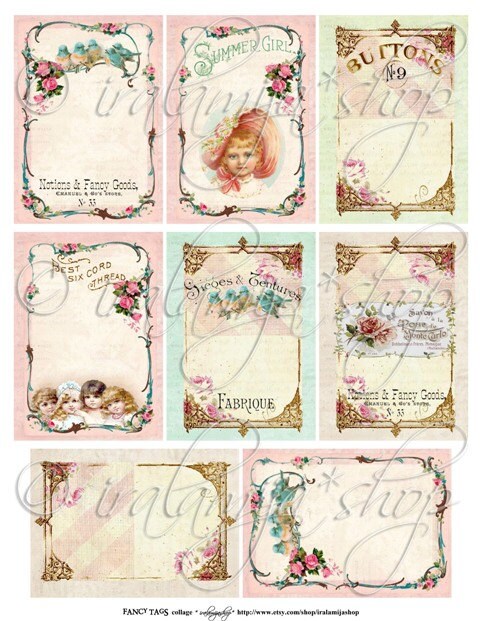 FANCY TAGS Collage Digital Images printable Download File - Etsy