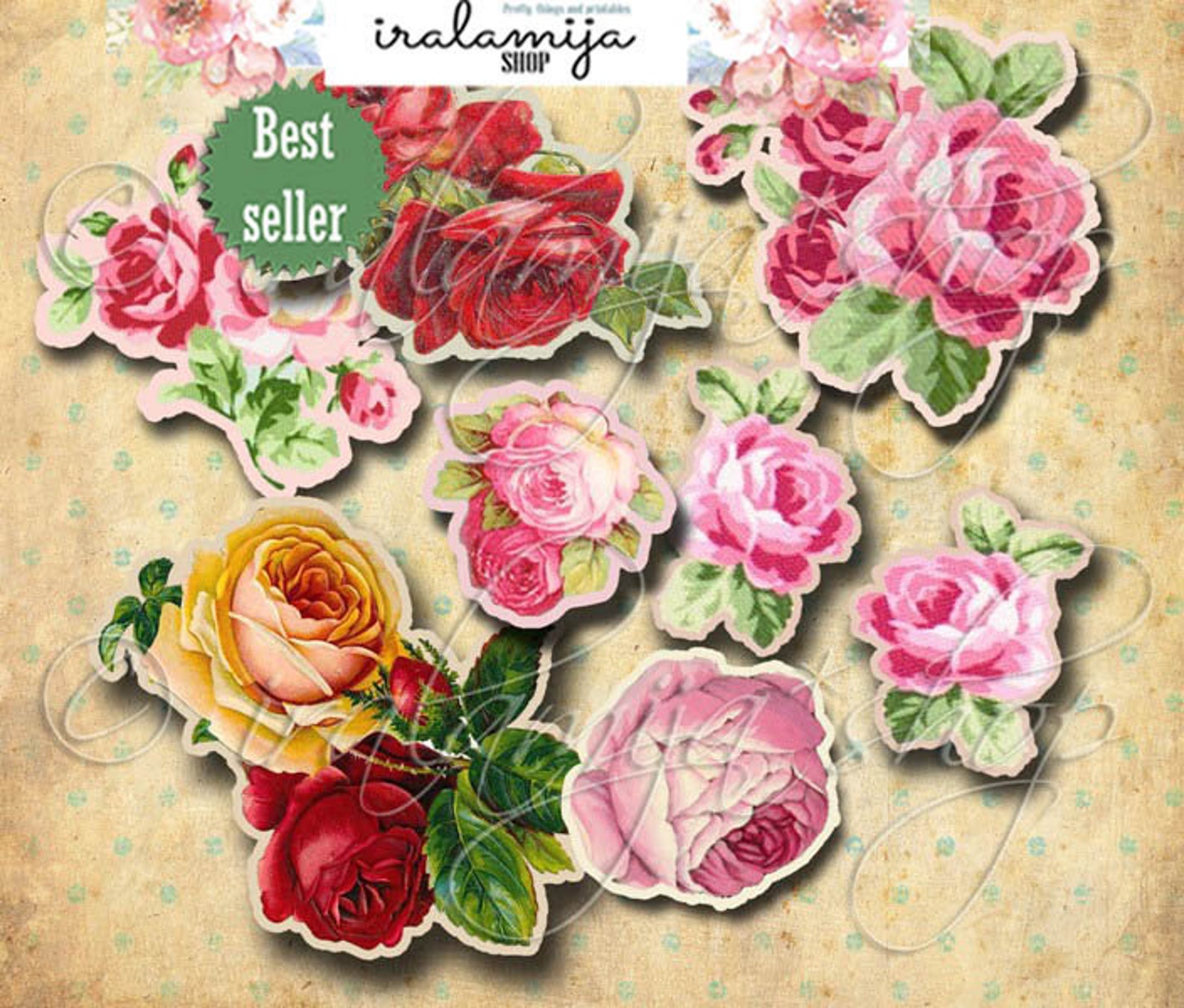 CUT OUT Roses No. 2 Printable Download / Printable / Scrapbook ...