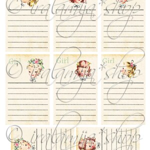 Printable Tags /girl JOURNALING CARDS / Printable Cards -printable ...