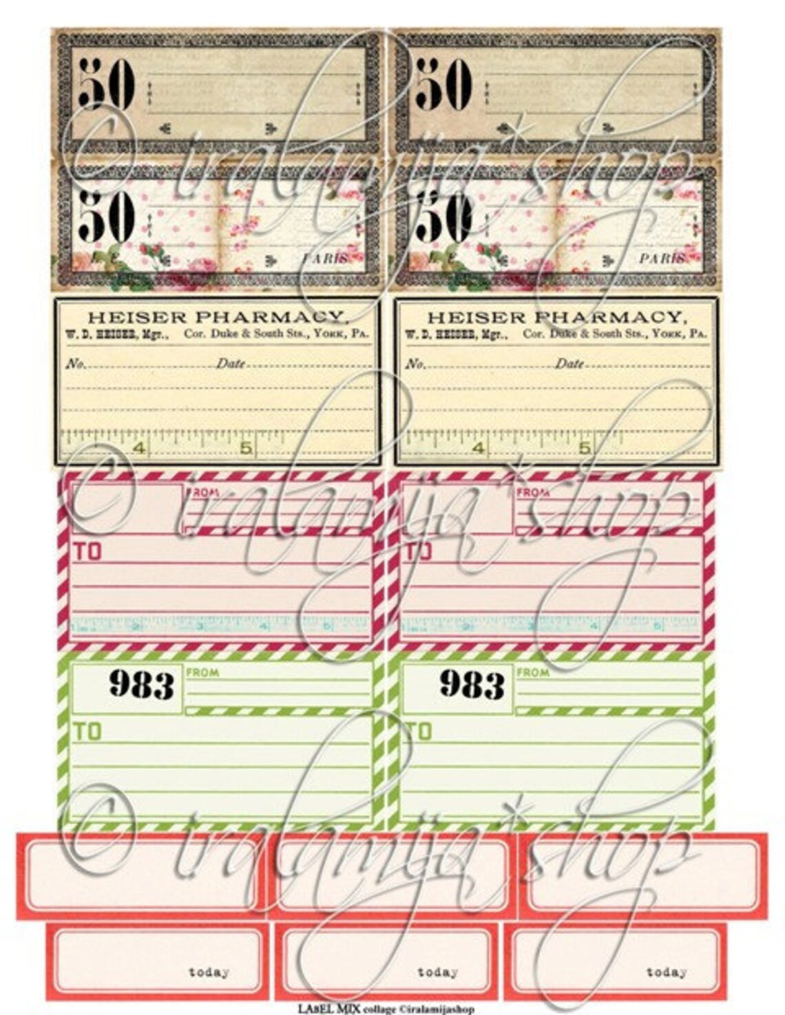Printable Labels / LABEL MIX / Printable Digital Images / | Etsy