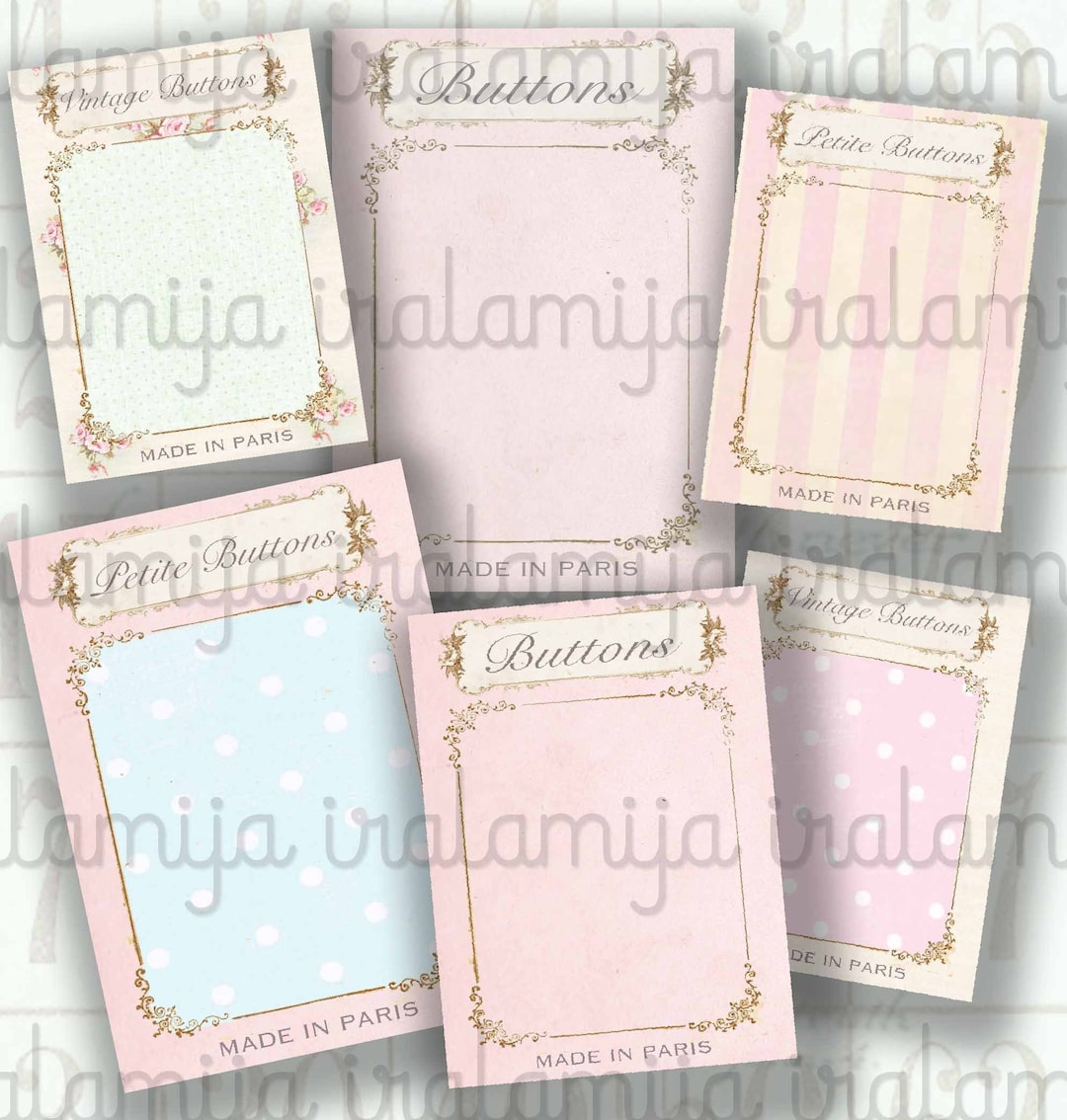 PETITE BUTTONS Printable Digital Images -printable Download/ Vintage ...