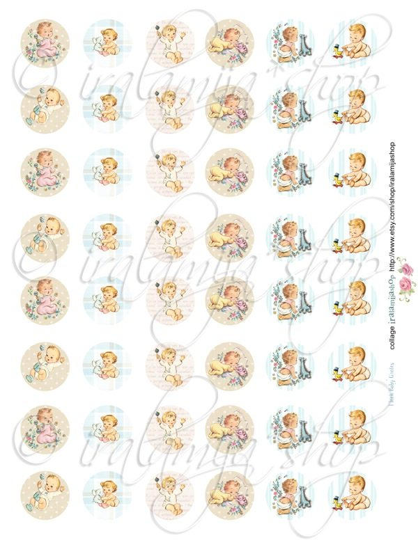 1 INCH BABY Circles Collage Digital Images printable Download | Etsy