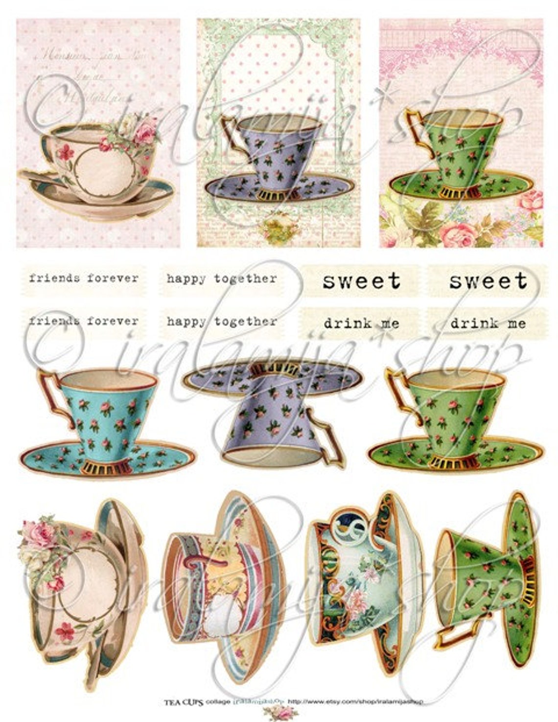 Printable Tea Cup Images / TEA CUPS Digital Images / Printable - Etsy