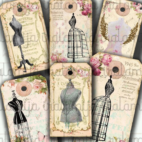 Printable Images / DRESS FORM TAGS / Digital Images / - Etsy