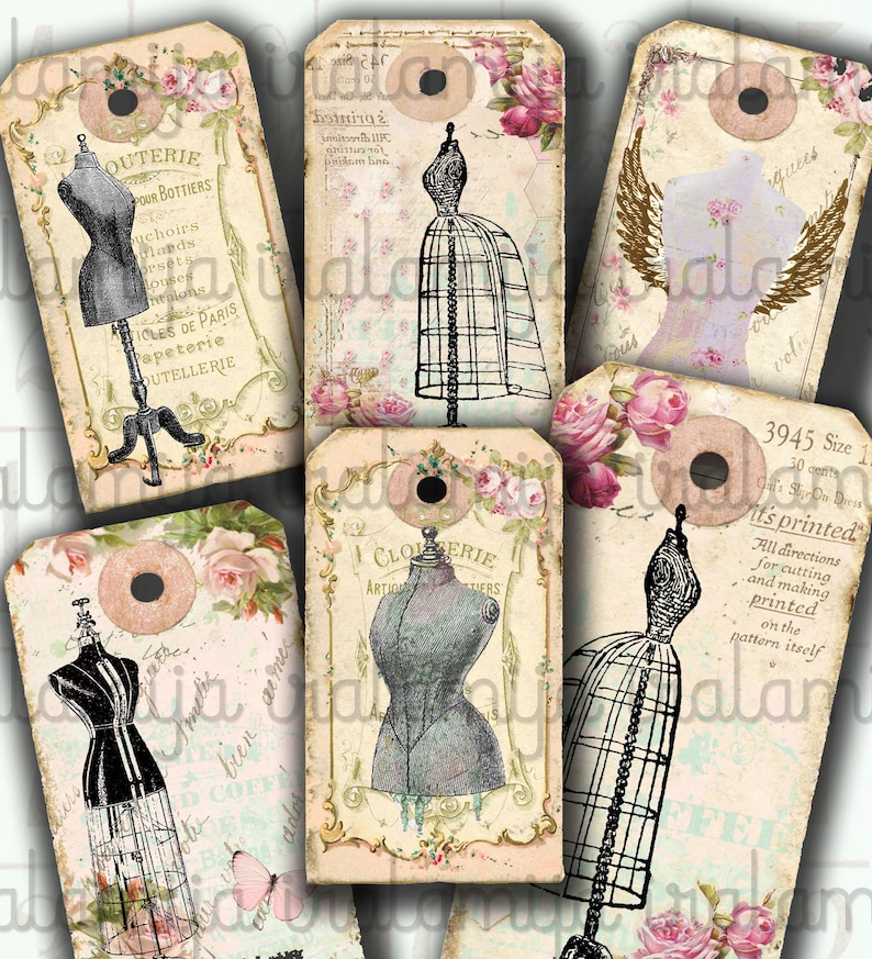 Printable Images / DRESS FORM TAGS / Digital Images / Printable ...