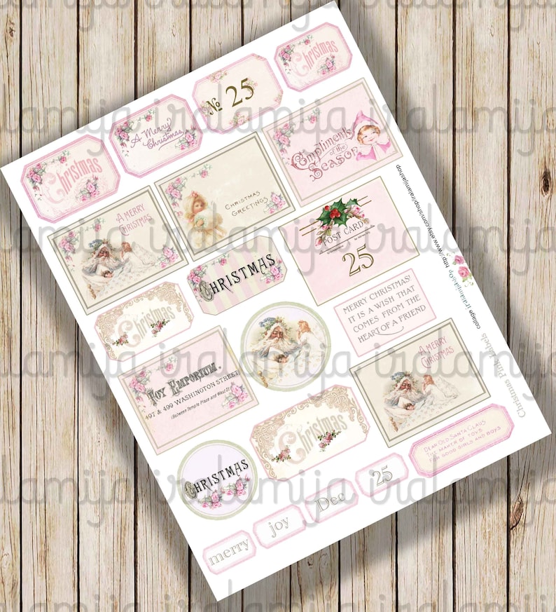 Christmas PINK Labels / CHRISTMAS Labels / Christmas Printable - Etsy