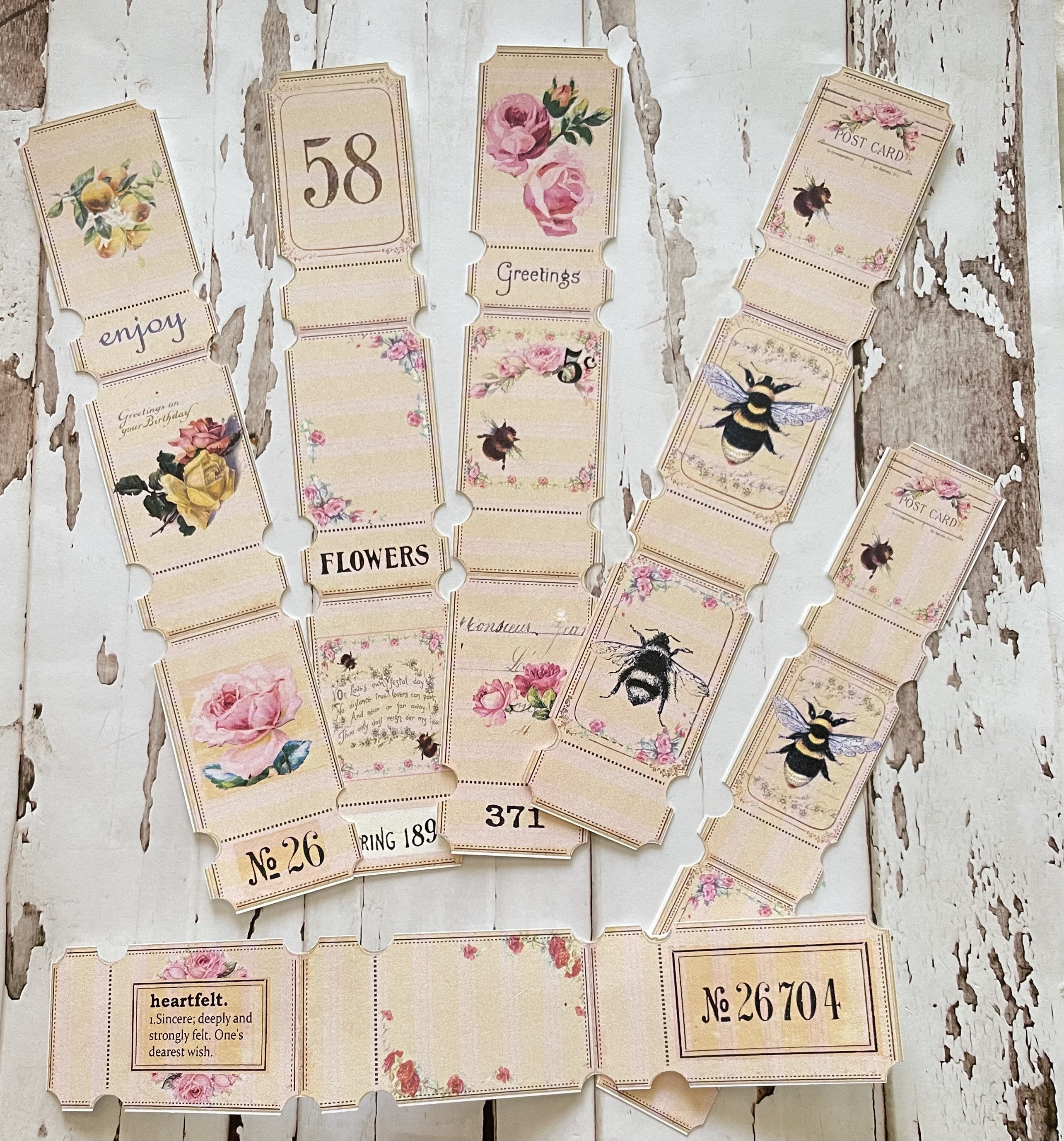 Printable Tickets FLOWERS and BEES Digital Images Download - Etsy
