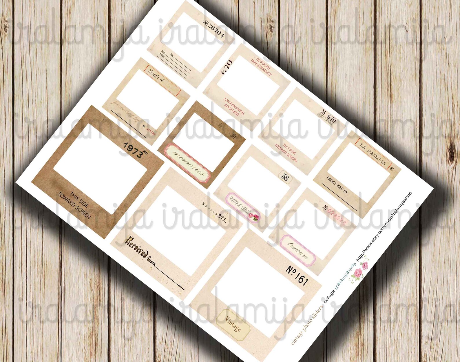 VINTAGE PHOTO SLIDERS / Printable Photo Frames / Digital | Etsy