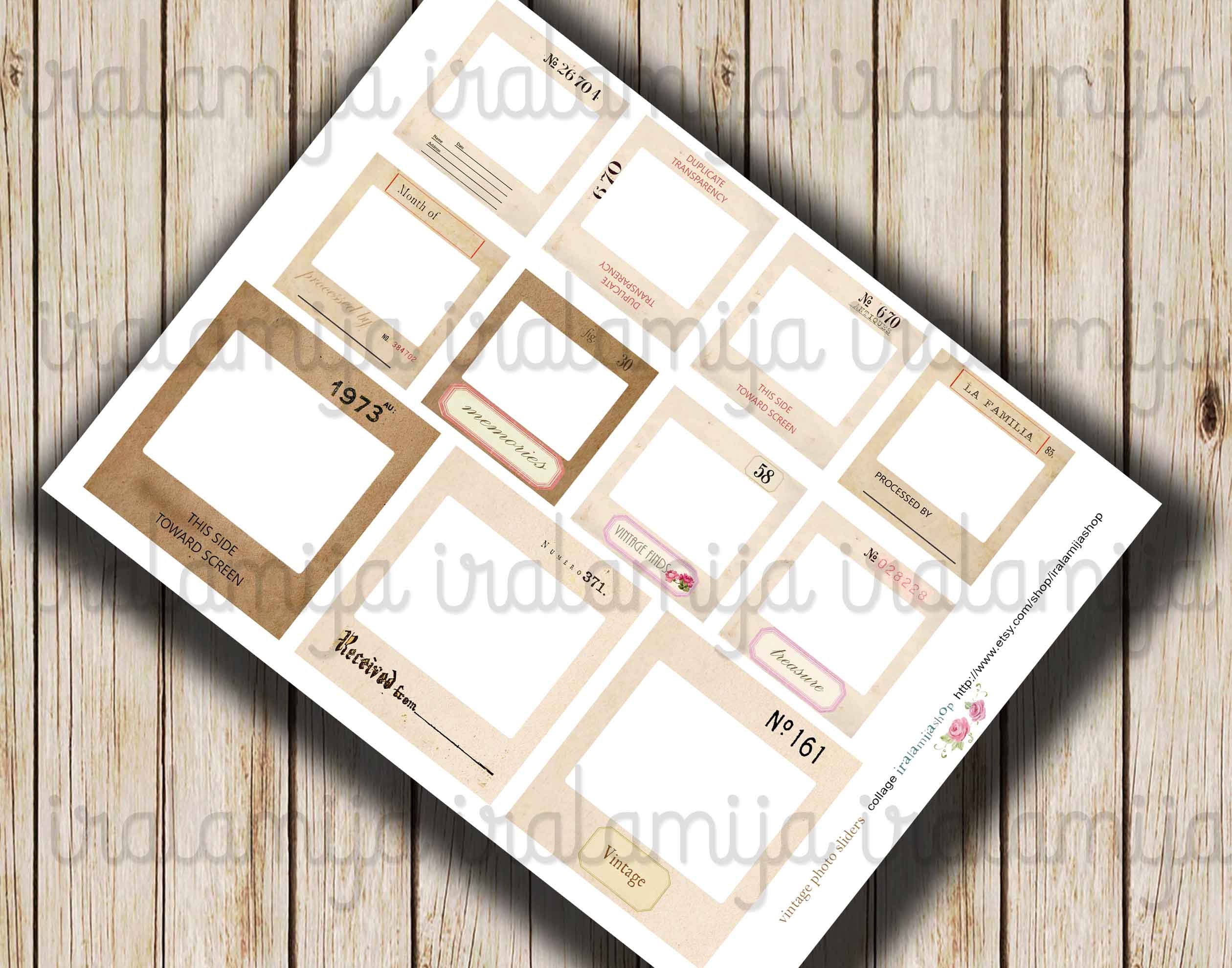 VINTAGE PHOTO SLIDERS / Printable Photo Frames / Digital | Etsy