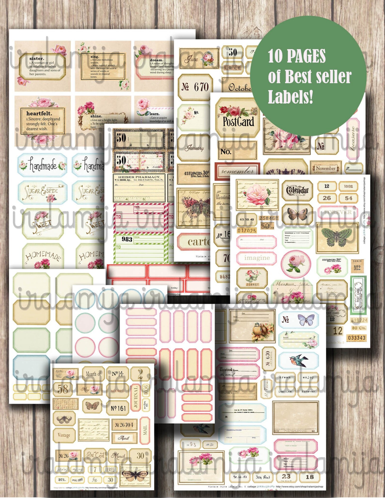 Printable Labels / Vintage Style Labels Bundle / Digital | Etsy