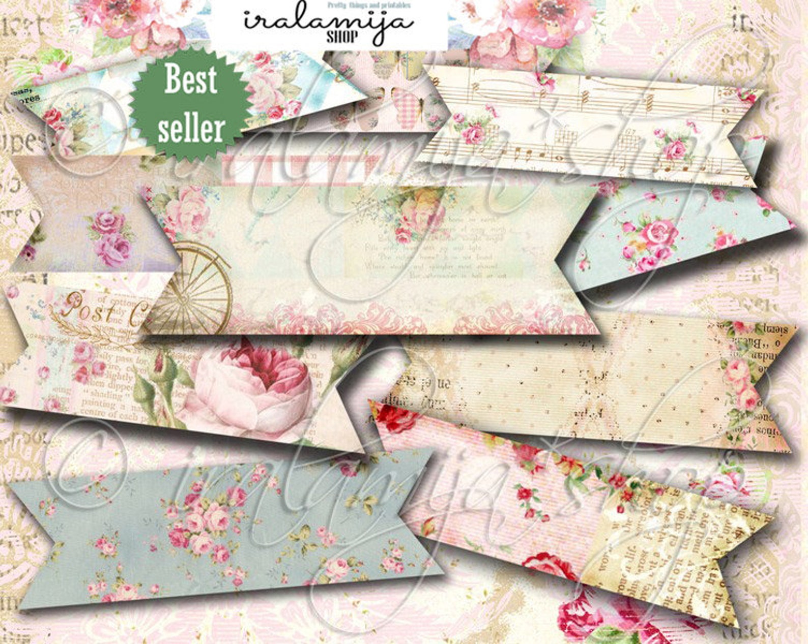 BANNER STRIPS Printable Digital Images printable Download/ | Etsy