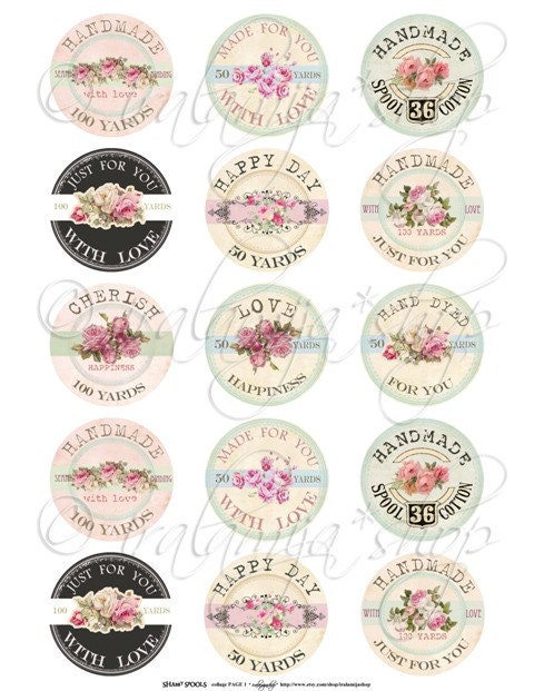 SHABBY SPOOLS Printable Images Printable Download / Vintage - Etsy