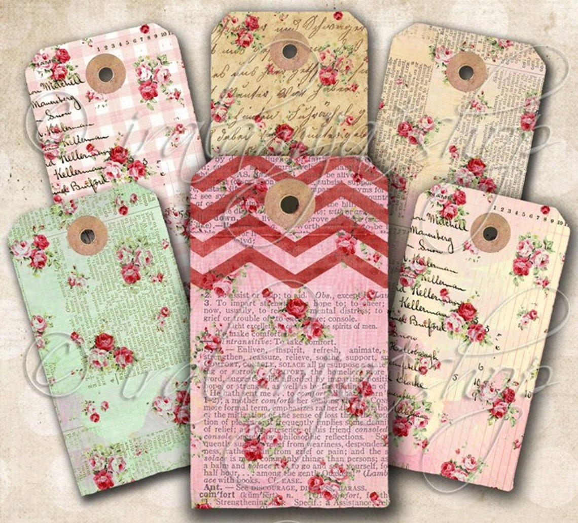 SCRIPT TAGS Printable Digital Images printable Download File | Etsy