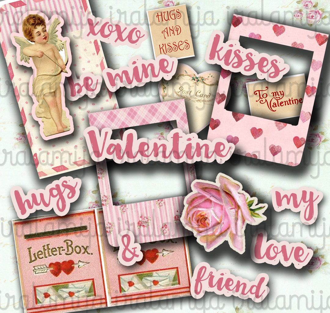 VALENTINE Junk Journal / Cut Outs, Vintage, Printable, Iralamijashop ...